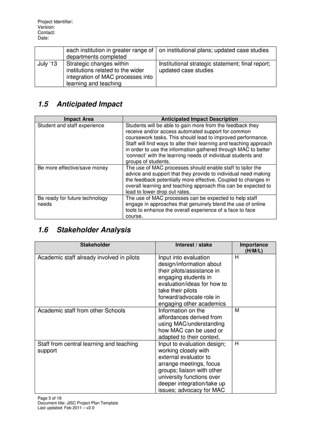 Draft project plan b westminster mace | PDF