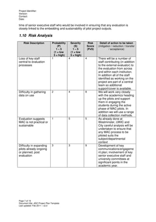 Draft project plan b westminster mace | PDF