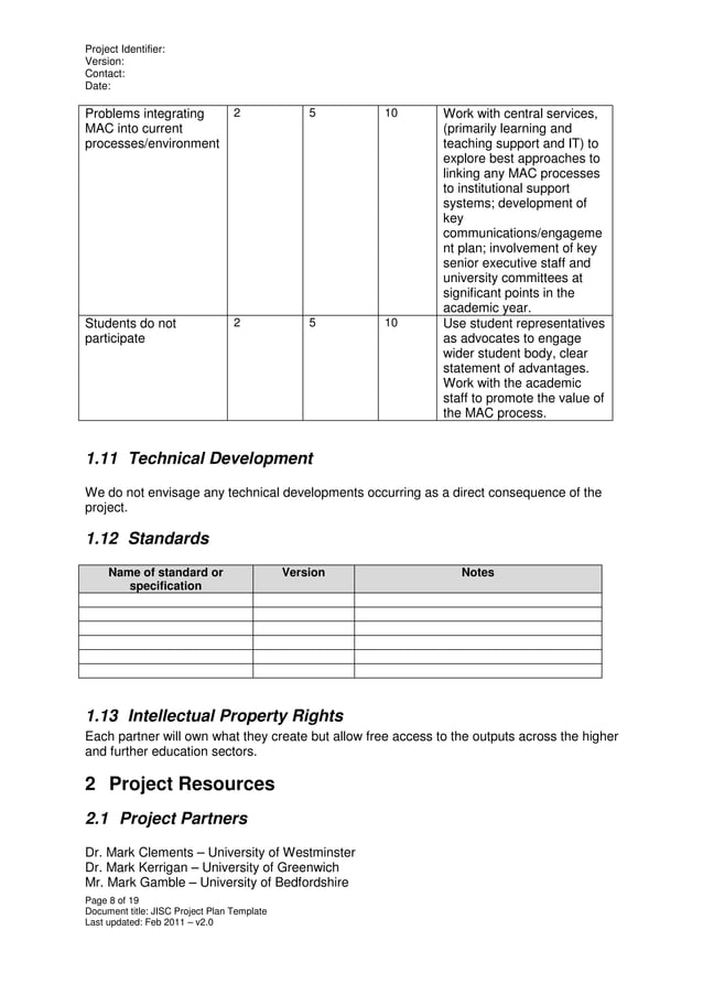 Draft project plan b westminster mace | PDF