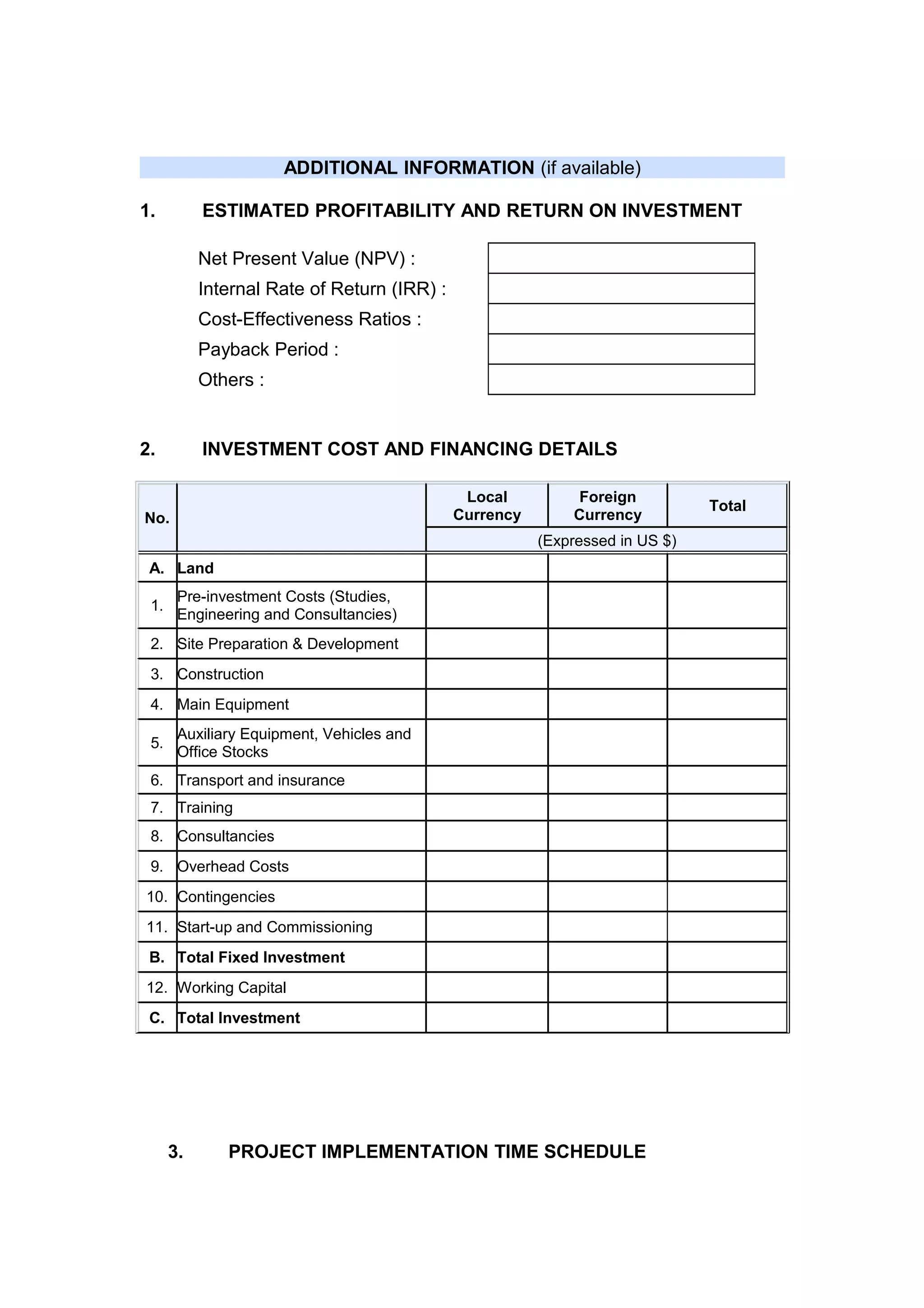 Draft project profile form web | DOC
