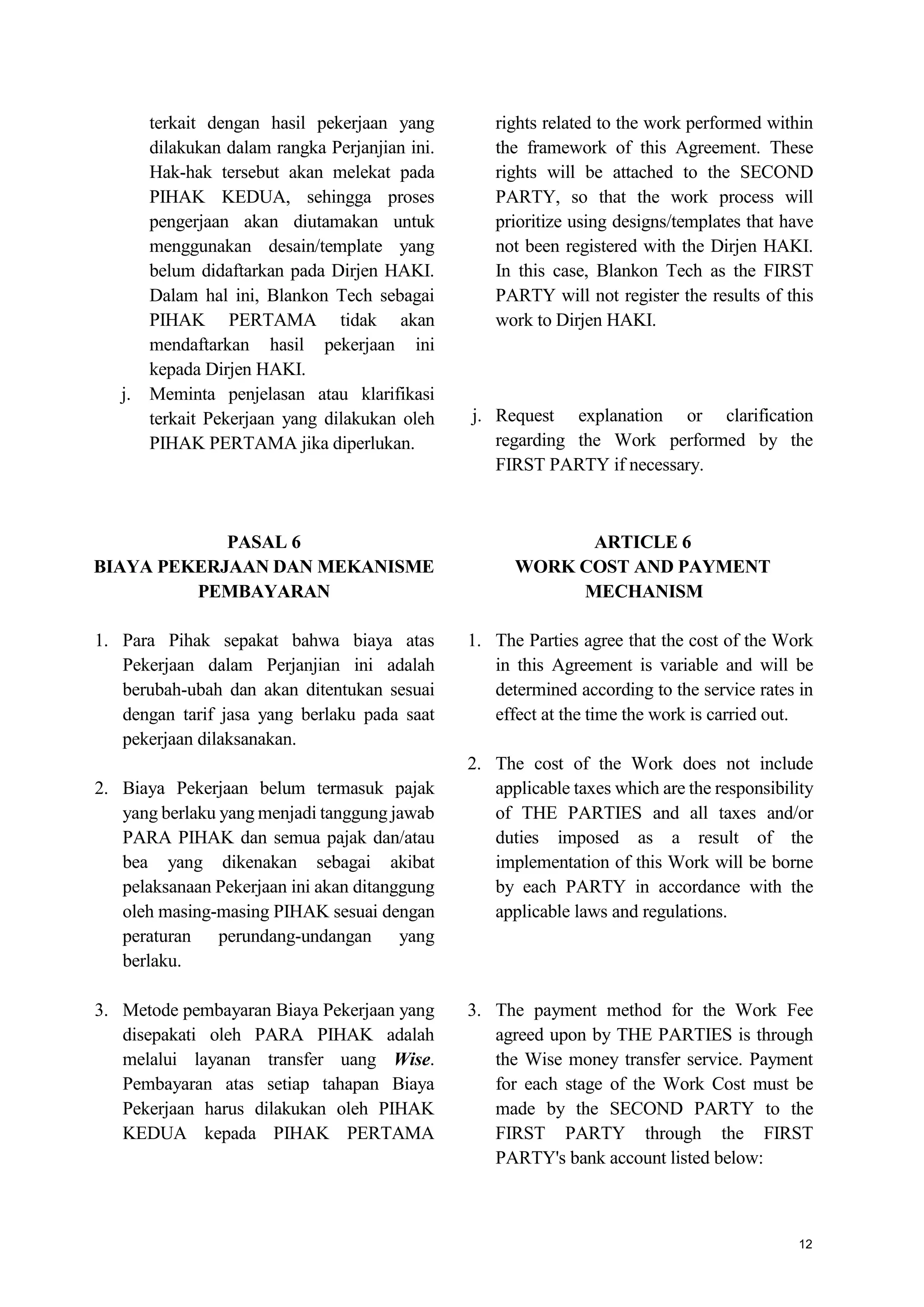 TEMPLATE PERJANJIAN KERJASAMA PENGEMBANGAN TEKNOLOGI DAN LAYANAN ...