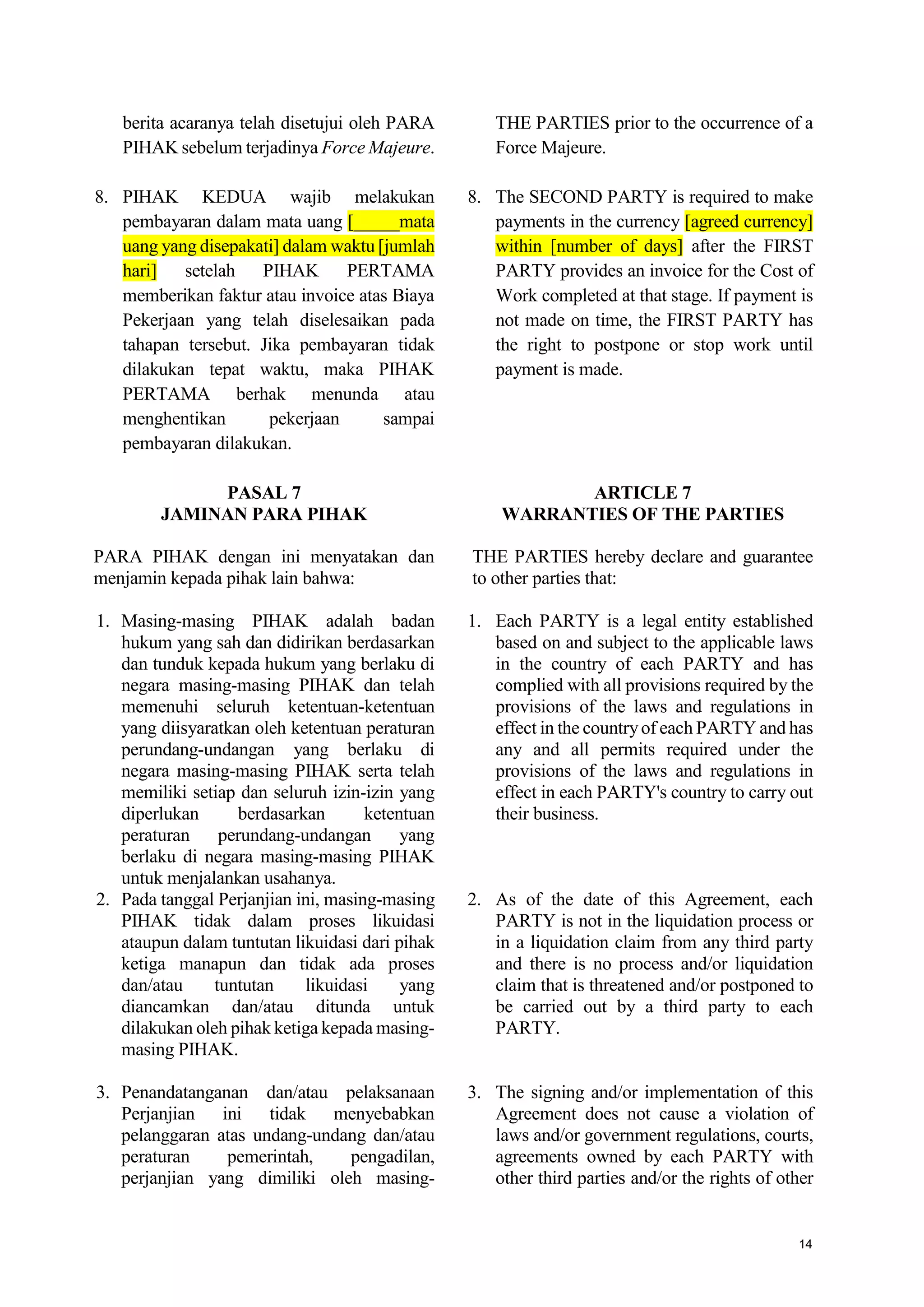 TEMPLATE PERJANJIAN KERJASAMA PENGEMBANGAN TEKNOLOGI DAN LAYANAN ...