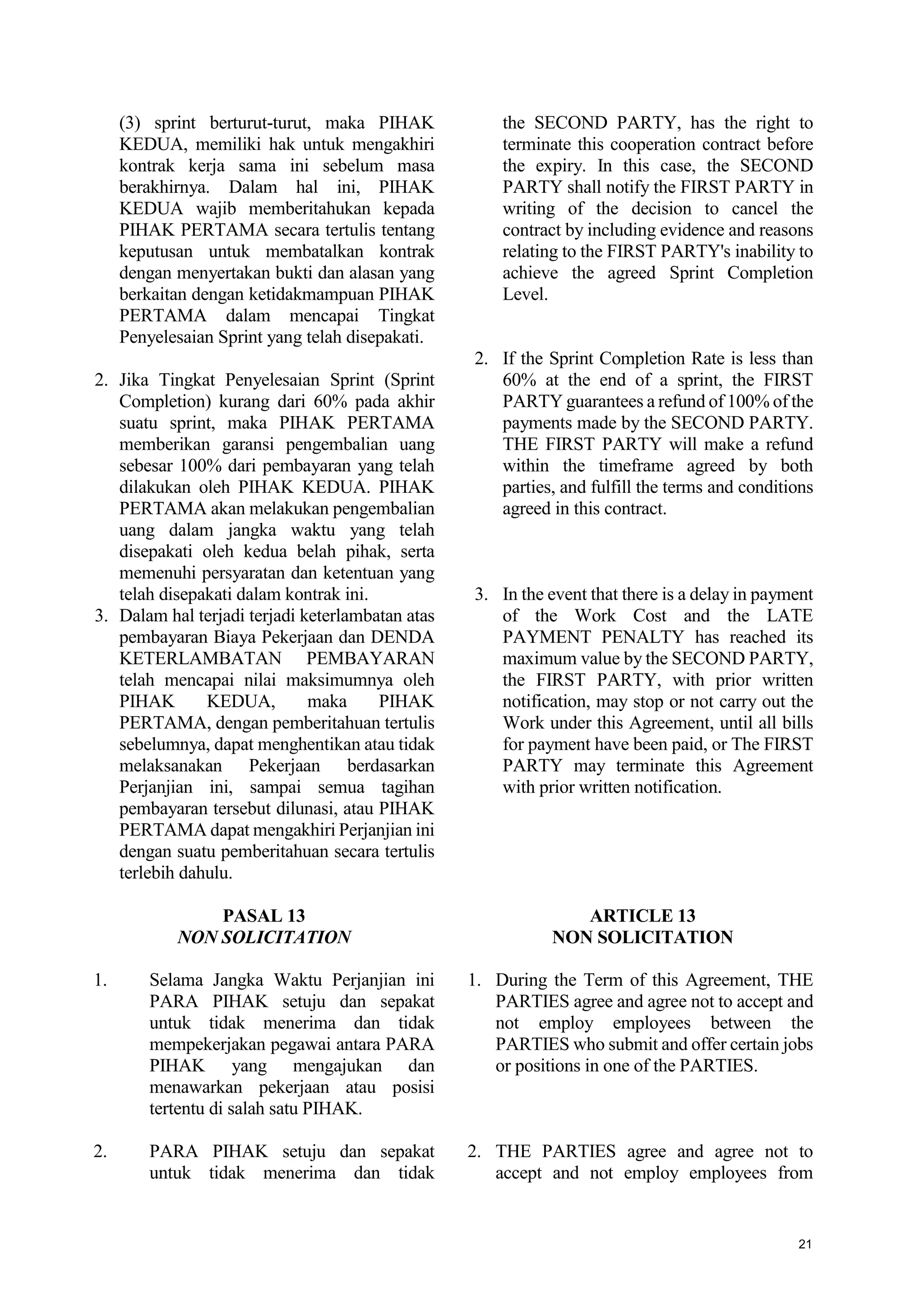 TEMPLATE PERJANJIAN KERJASAMA PENGEMBANGAN TEKNOLOGI DAN LAYANAN ...