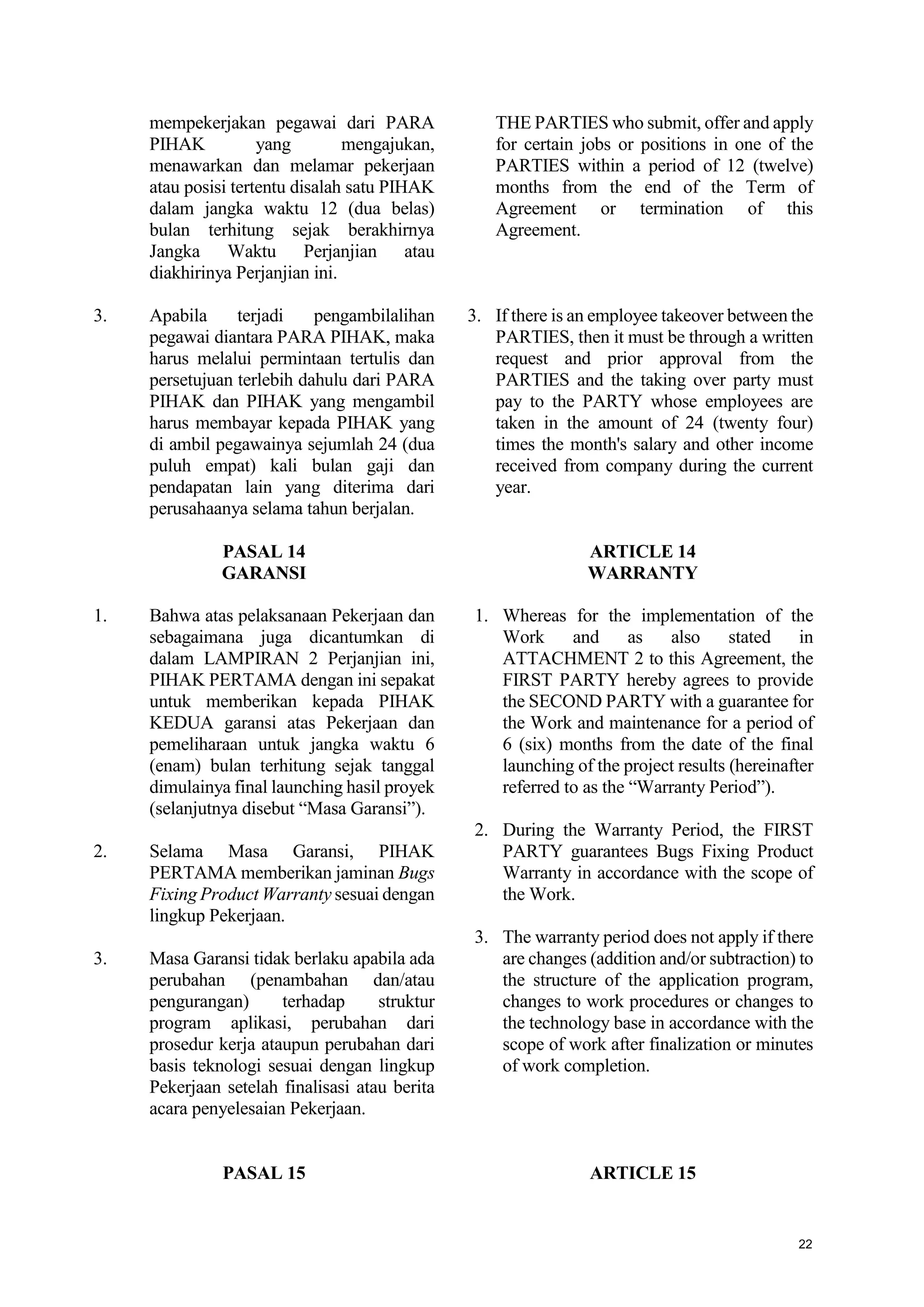 TEMPLATE PERJANJIAN KERJASAMA PENGEMBANGAN TEKNOLOGI DAN LAYANAN ...