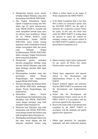 TEMPLATE PERJANJIAN KERJASAMA PENGEMBANGAN TEKNOLOGI DAN LAYANAN ...