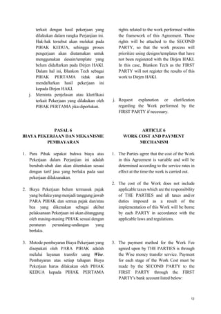 TEMPLATE PERJANJIAN KERJASAMA PENGEMBANGAN TEKNOLOGI DAN LAYANAN ...