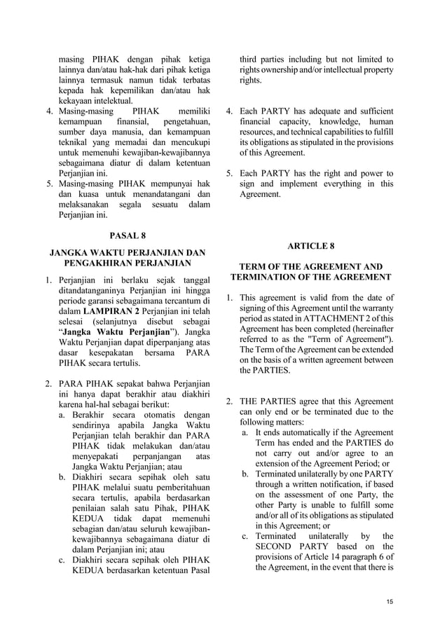 TEMPLATE PERJANJIAN KERJASAMA PENGEMBANGAN TEKNOLOGI DAN LAYANAN ...