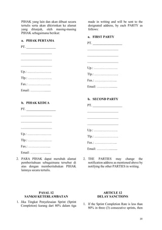 TEMPLATE PERJANJIAN KERJASAMA PENGEMBANGAN TEKNOLOGI DAN LAYANAN ...