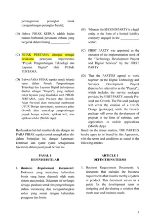 TEMPLATE PERJANJIAN KERJASAMA PENGEMBANGAN TEKNOLOGI DAN LAYANAN ...