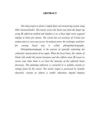 micro controller based heart rate monitoring system | DOCX