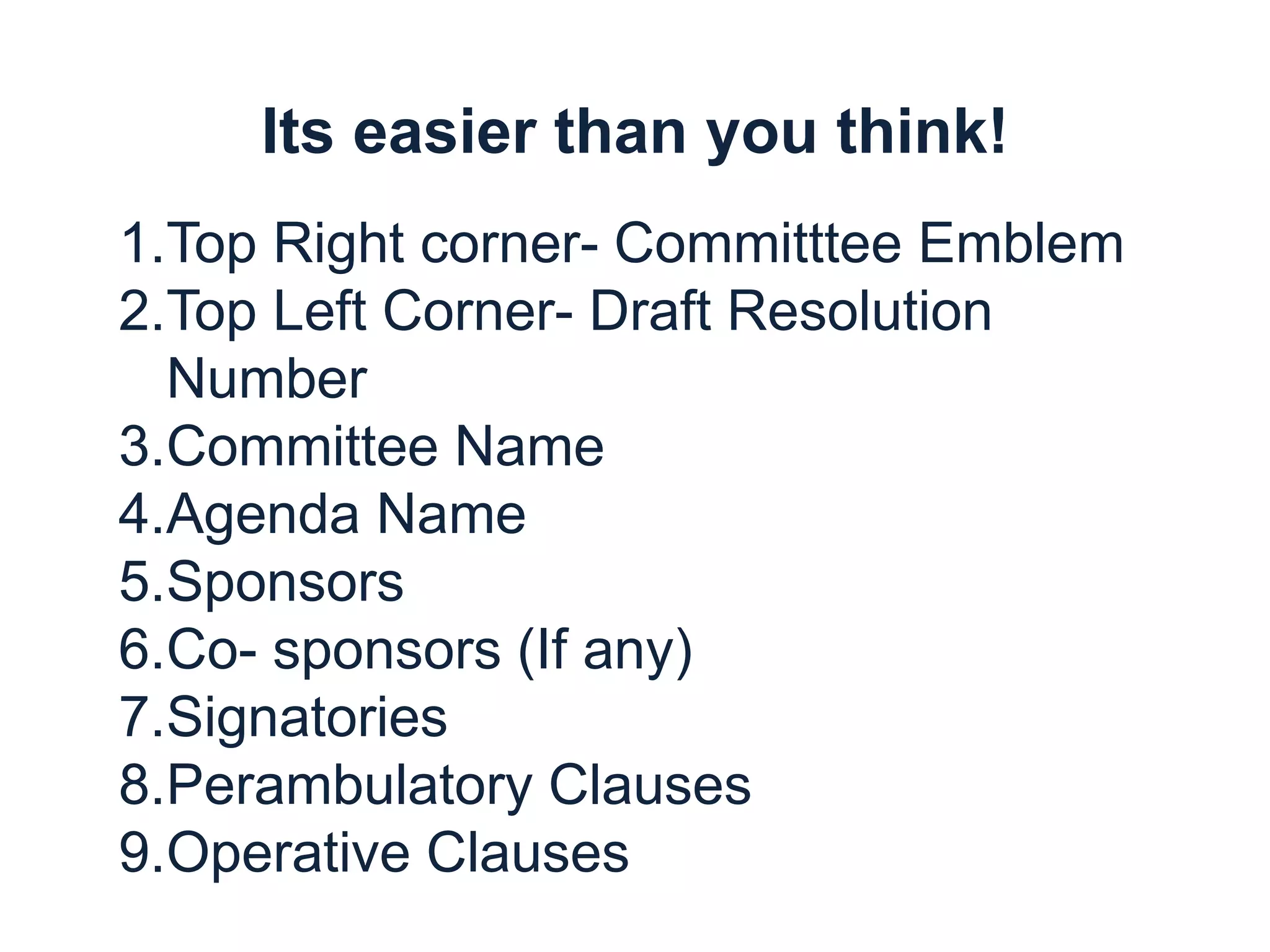 MUN- Draft Resolution Basics | PPT