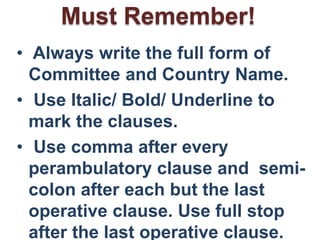 MUN- Draft Resolution Basics | PPT