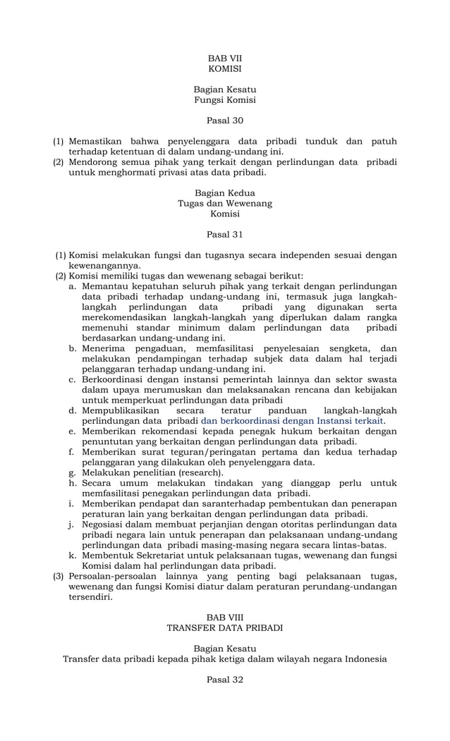 Draft RUU Perlindungan Data Pribadi | PDF