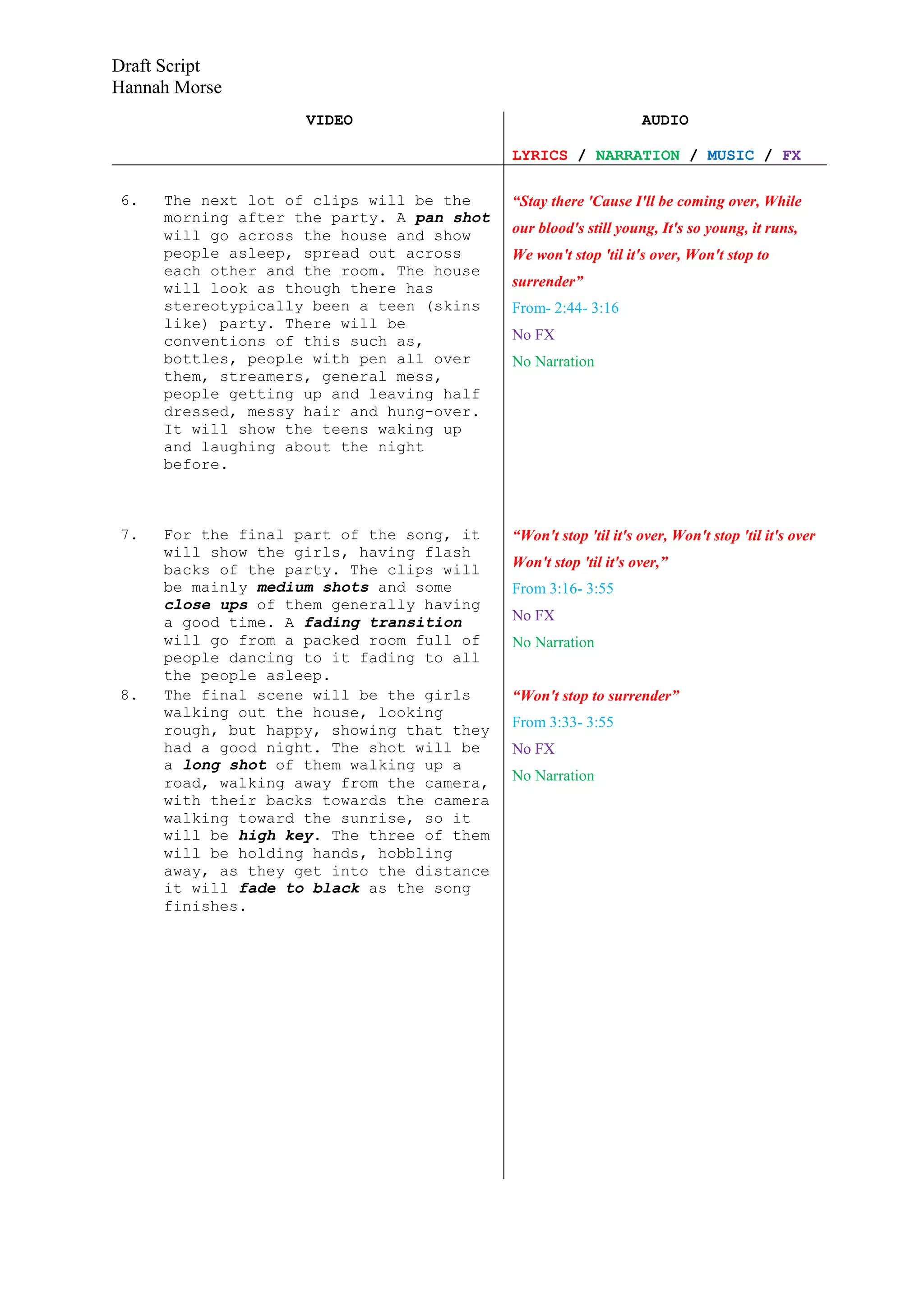 Draft script beth melia by hannah | DOCX