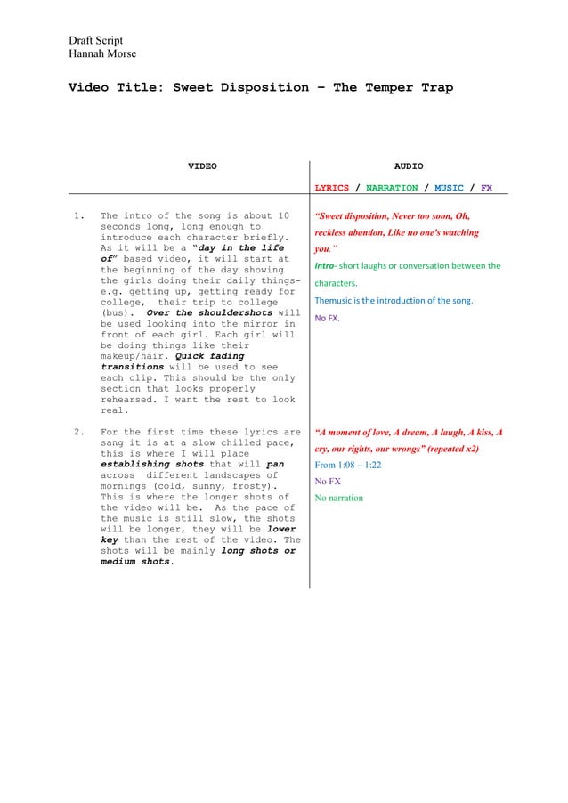 Draft script beth melia by hannah | DOCX