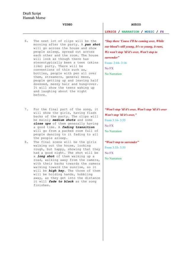 Draft script beth melia by hannah | DOCX