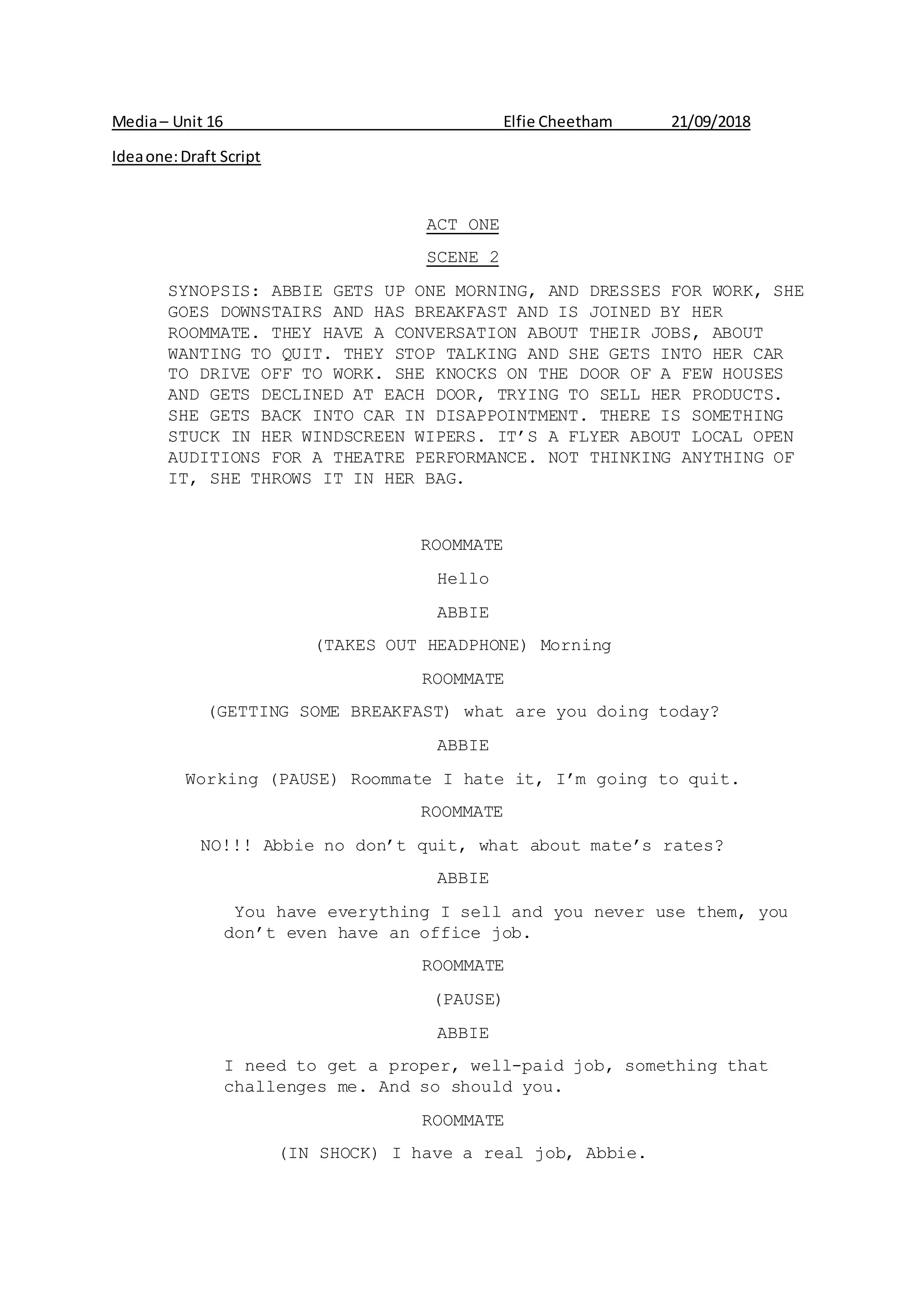 Draft script (idea 1) | PDF