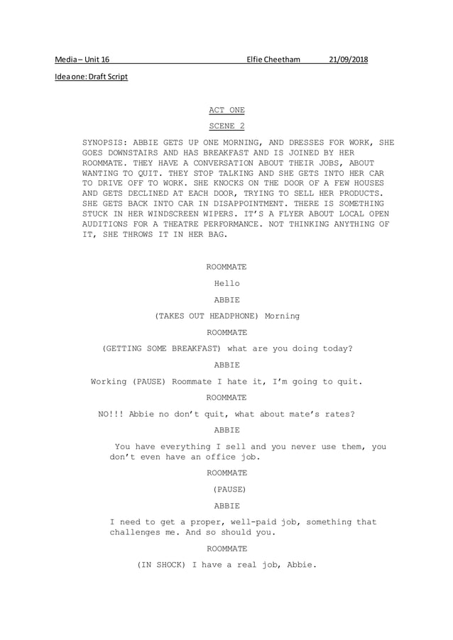 Draft script (idea 1) | PDF