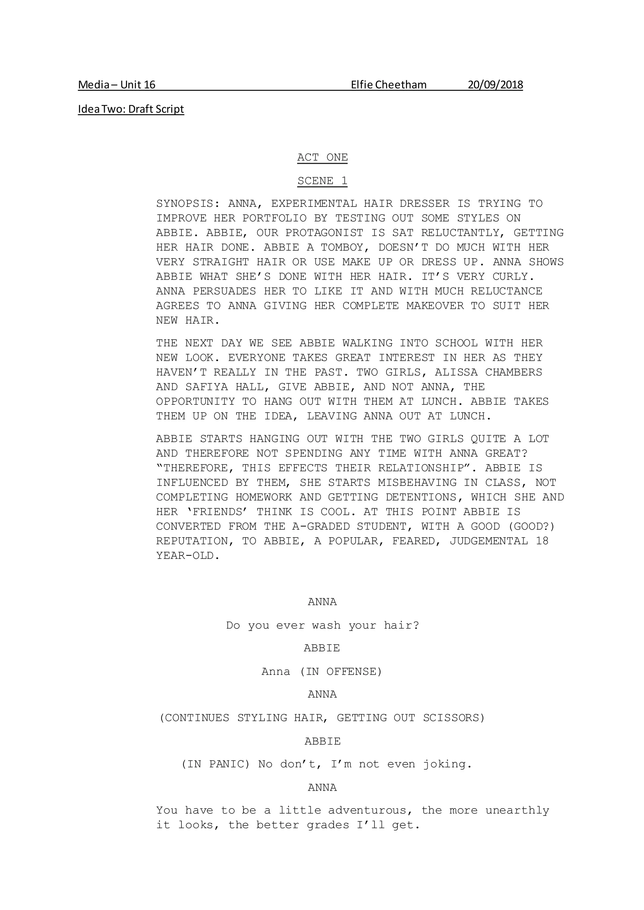 Draft script (idea 2) | PDF