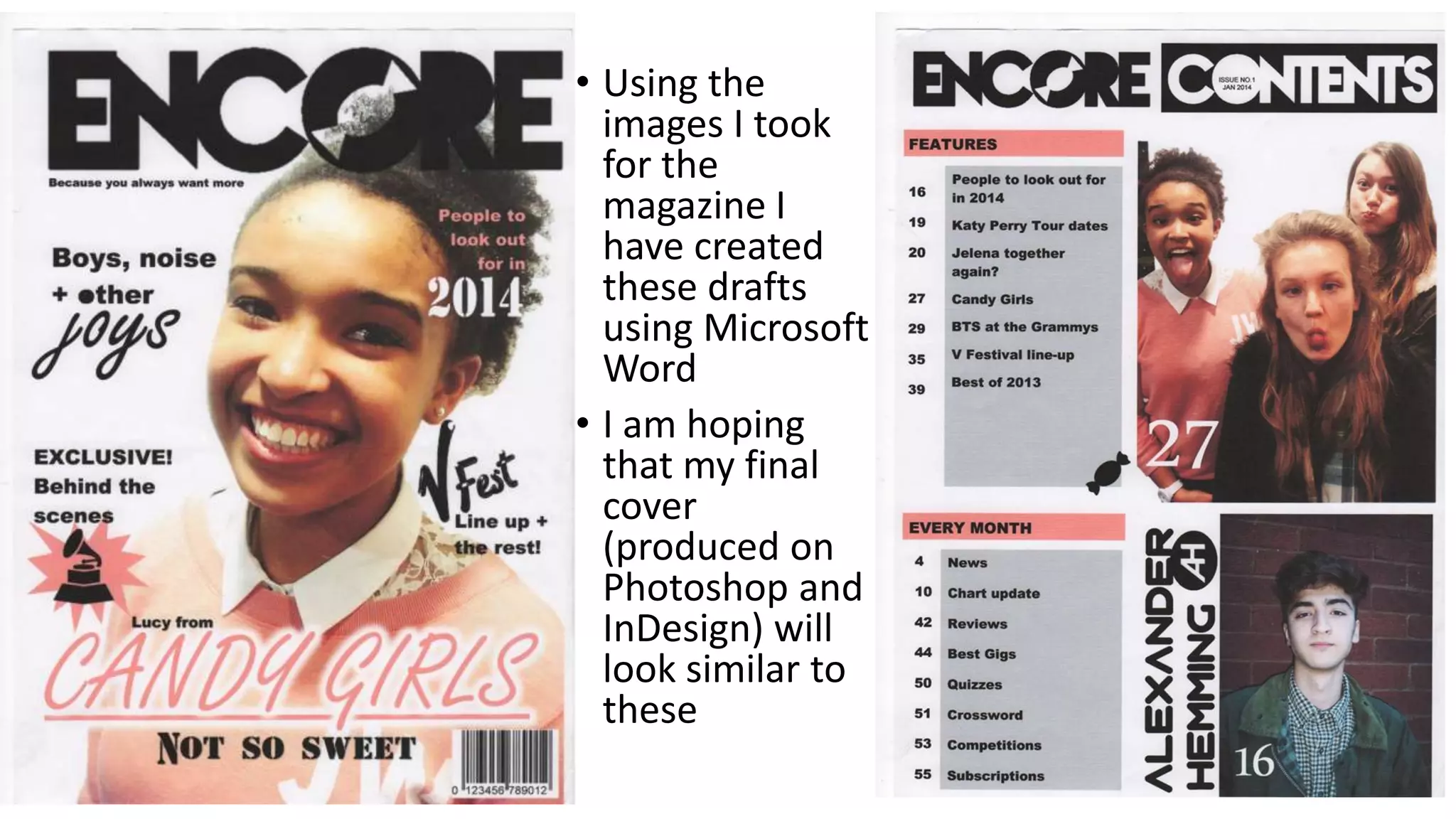 Drafts for my music magazine | PPT