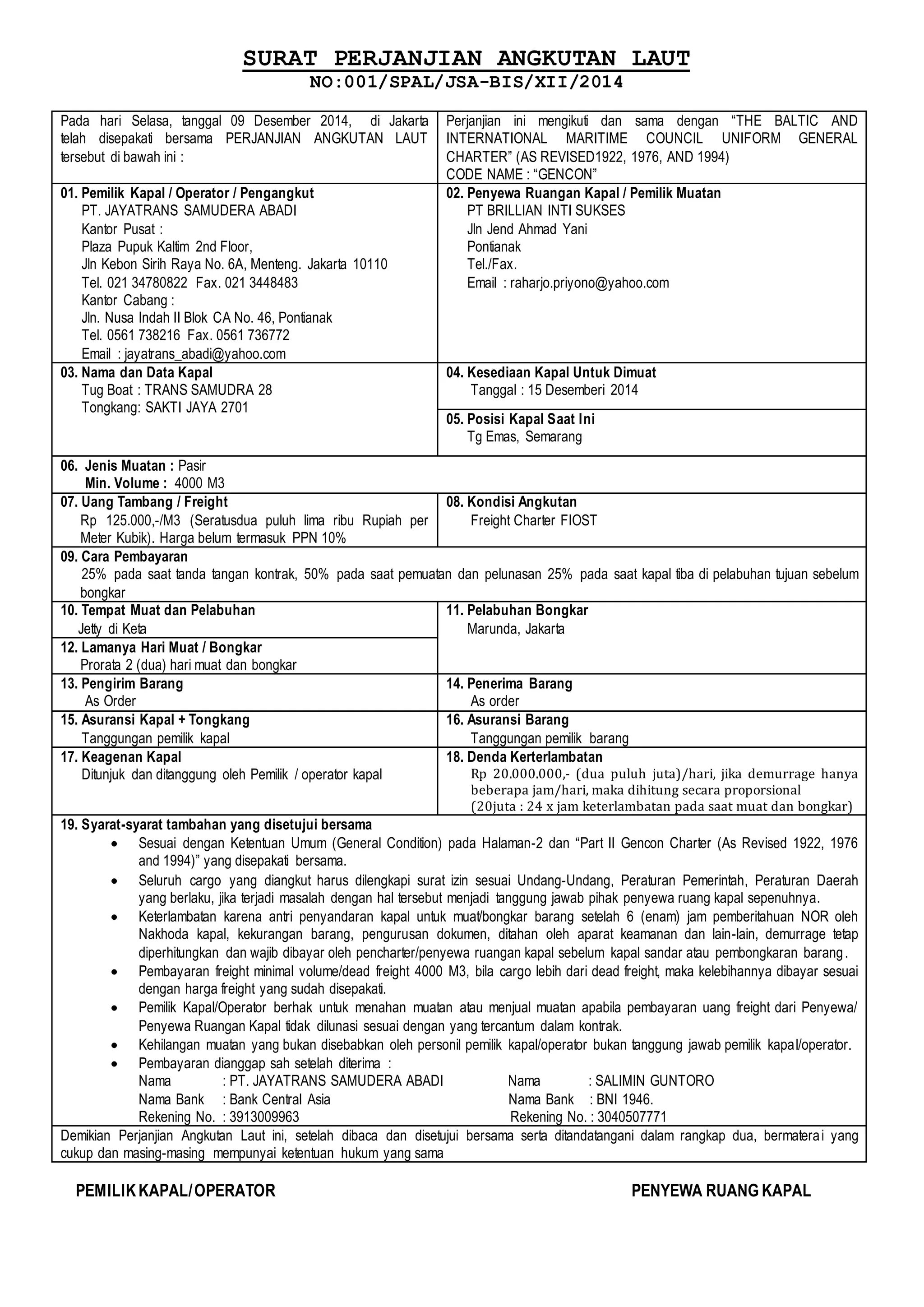 Draft spal jsa pt brillian inti sukses | DOCX