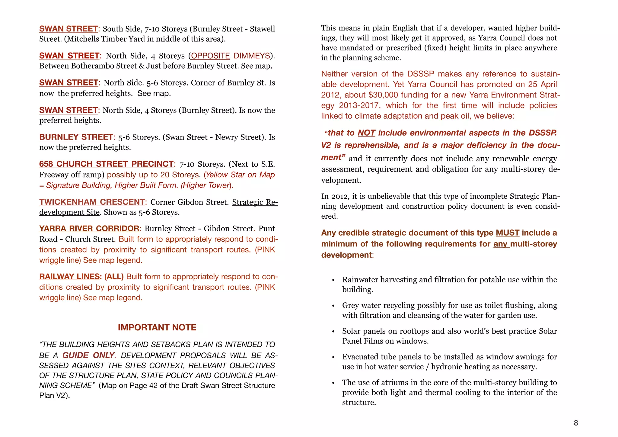 Draft Swan St Structure Plan - RESPONSE | PDF