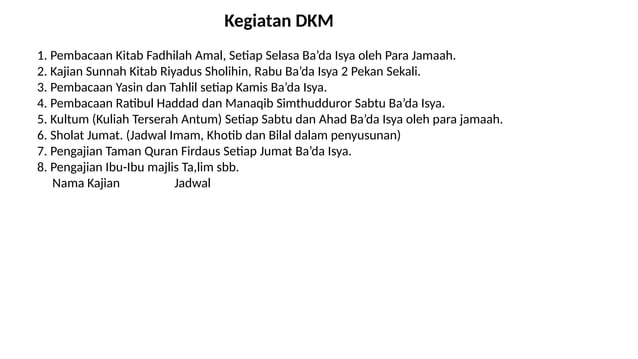 Struktur DKM untuk keberlangsungan kepengurusan | PPTX