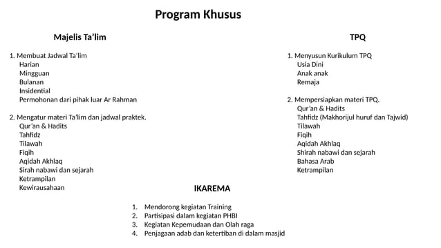 Struktur DKM untuk keberlangsungan kepengurusan | PPTX