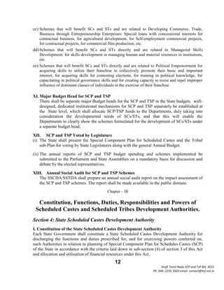 Draft Tamil Nadu SCP and TsP Bill, 2015 | PDF