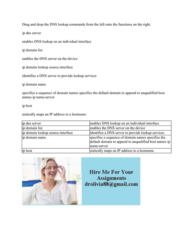 Drag and drop the DNS lookup commands from the left onto the functions.docx