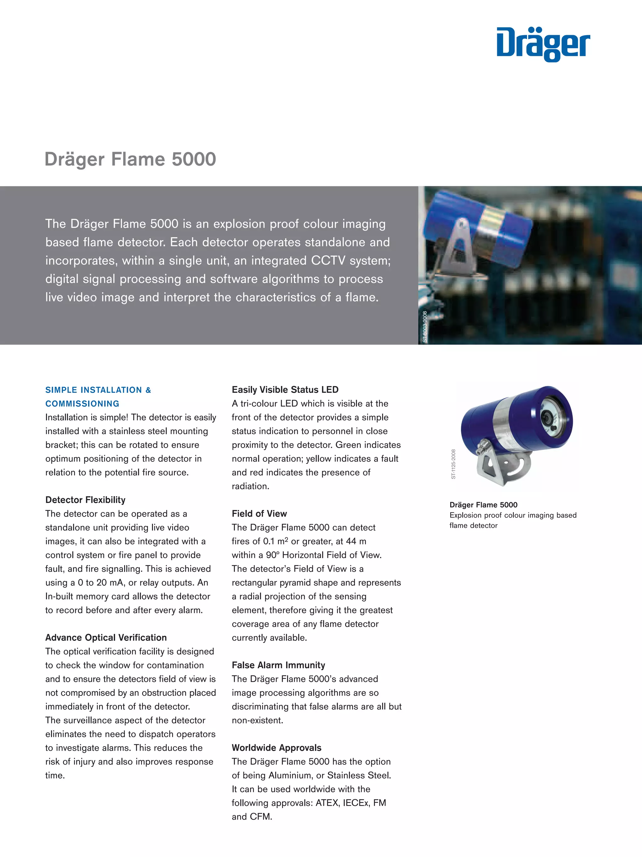 Drager Flame 5000 - Fixed Flame Detector - Spec Sheet | PDF