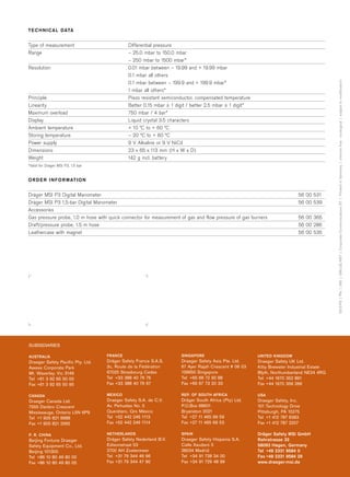 Drager MSI P3 Pressure Measurement Sensor - Spec Sheet | PDF