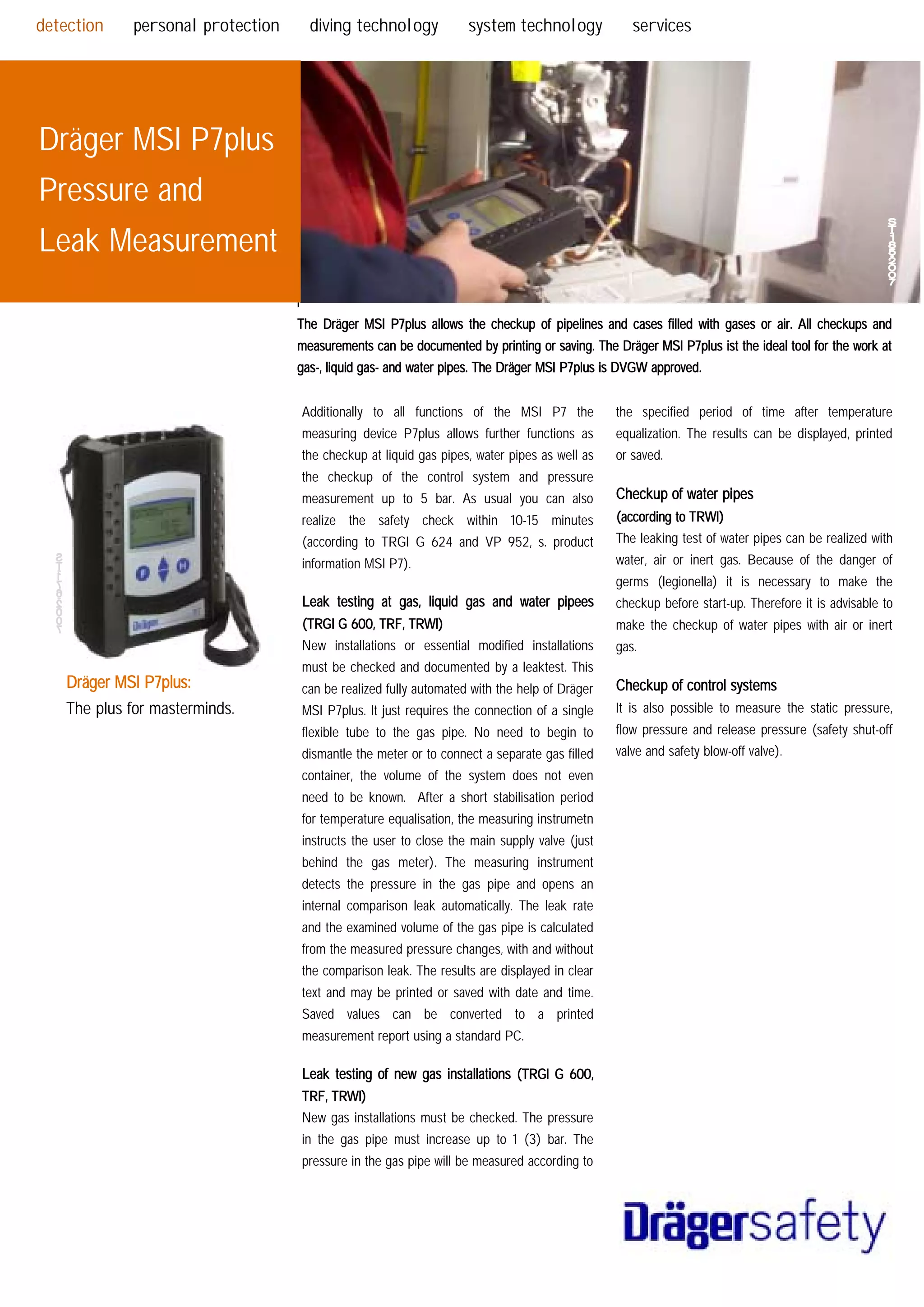 Drager MSI P7 Plus Pressure, Leak & Volume Measurement Device - Spec ...