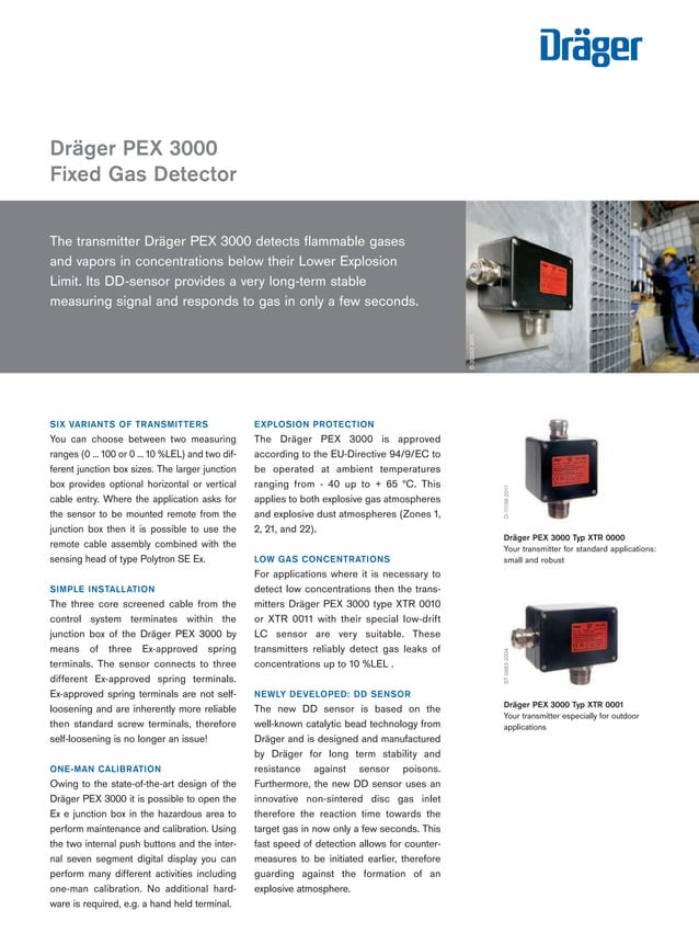 Drager PEX 3000 Fixed Gas Detector - Spec Sheet | PDF