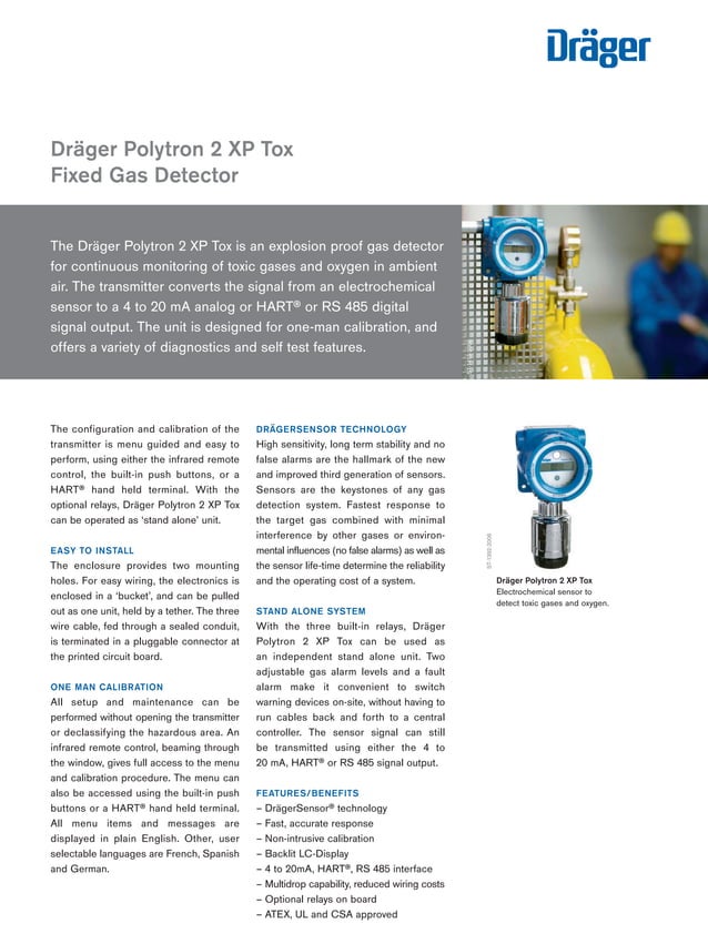 Drager Polytron 2 XP Tox Fixed Gas Detector - Spec Sheet | PDF ...