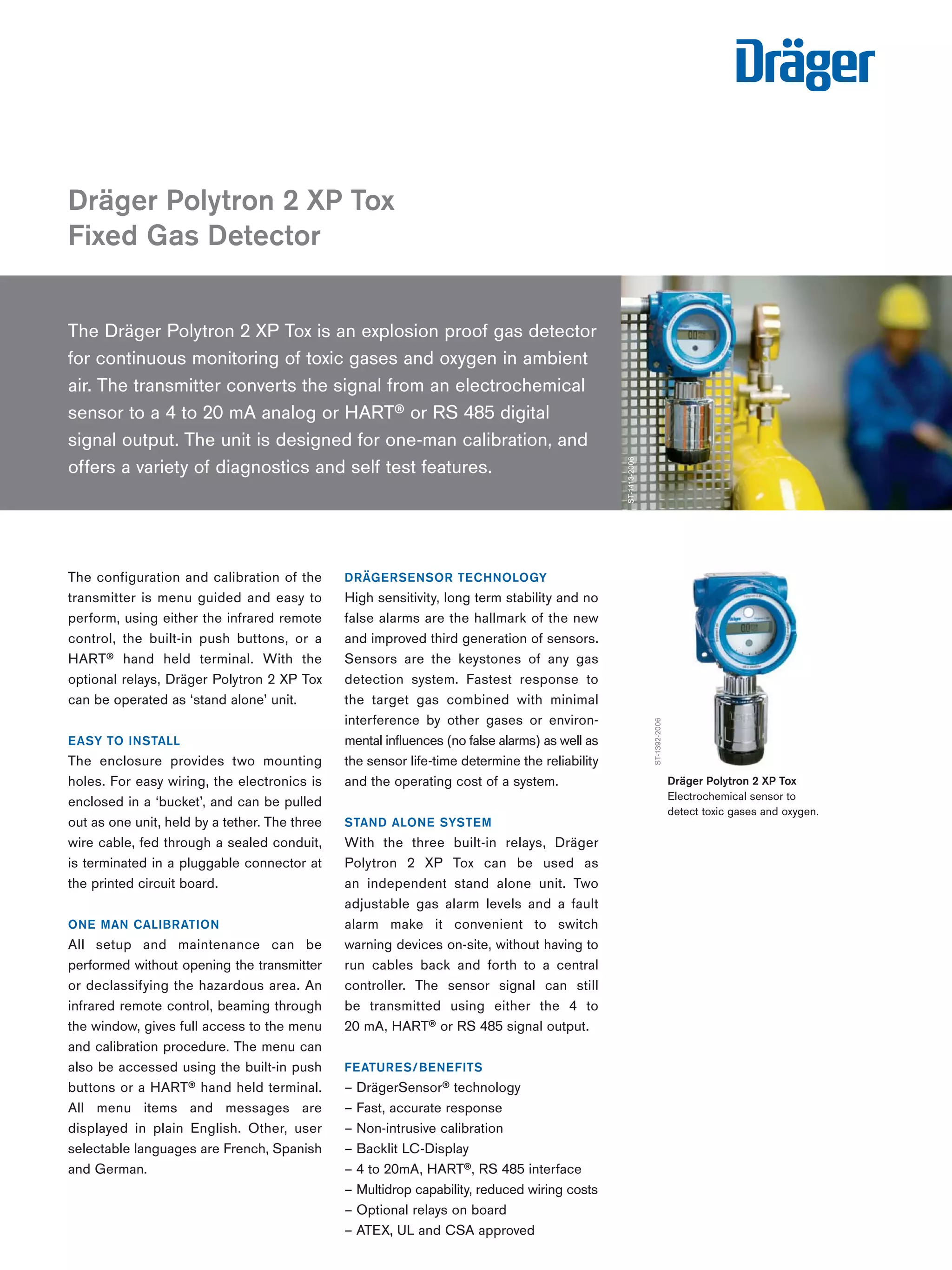 Drager polytron 2 xp tox fixed gas detector - spec sheet | PDF