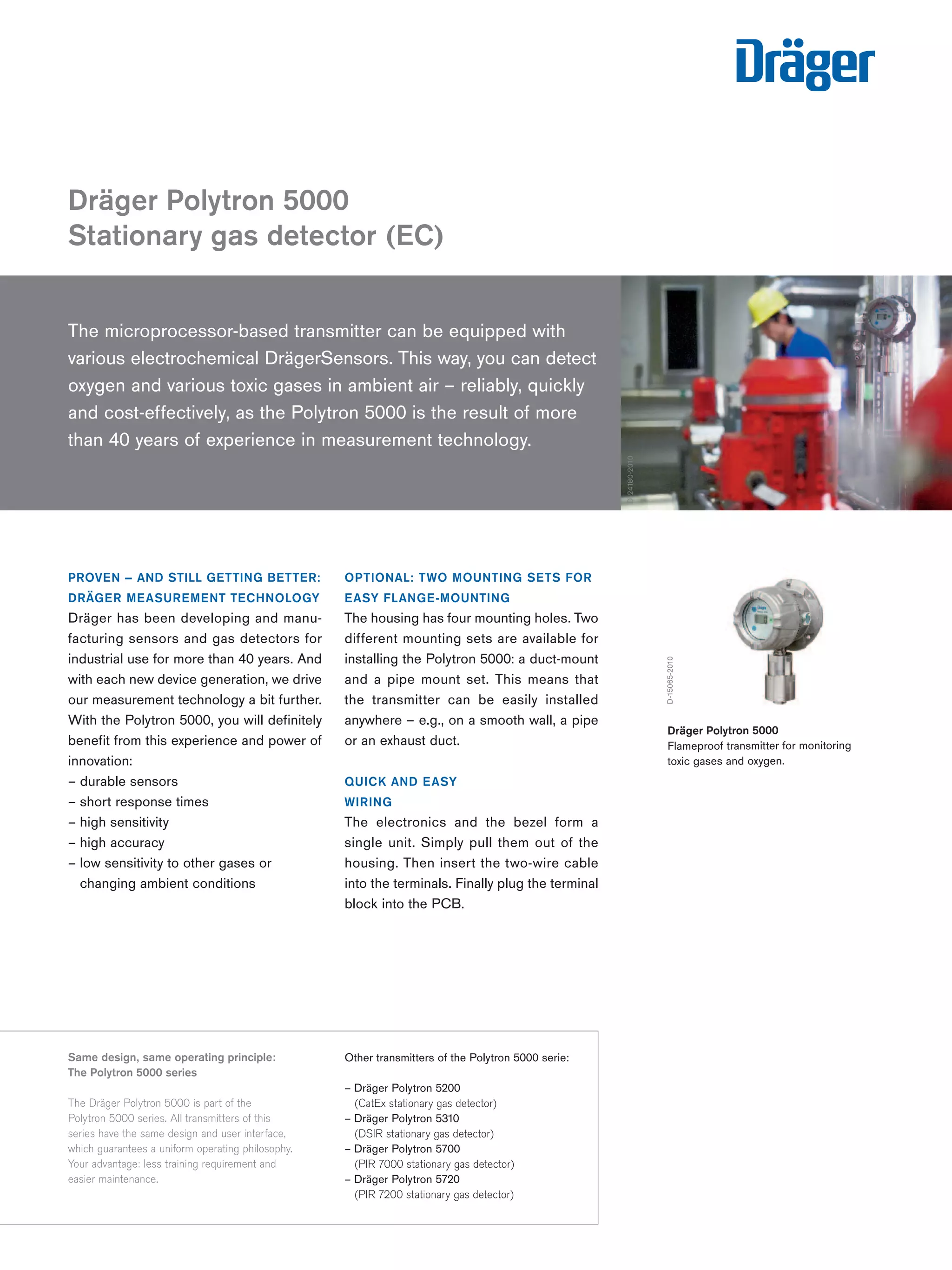 Drager Polytron 5000 Fixed Gas Detector - Spec Sheet | PDF