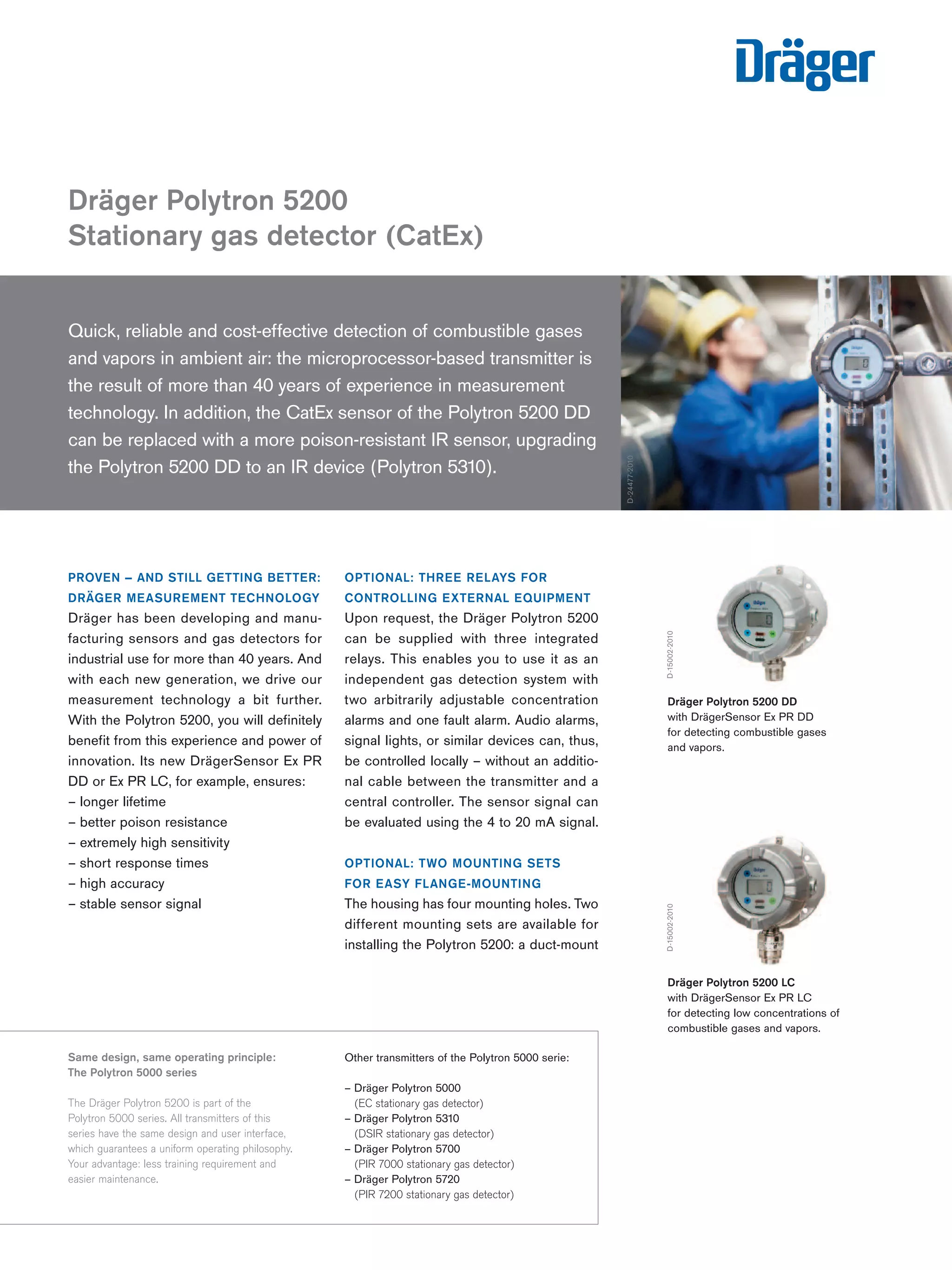Drager Polytron 5200 Fixed Gas Detector - Spec Sheet | PDF