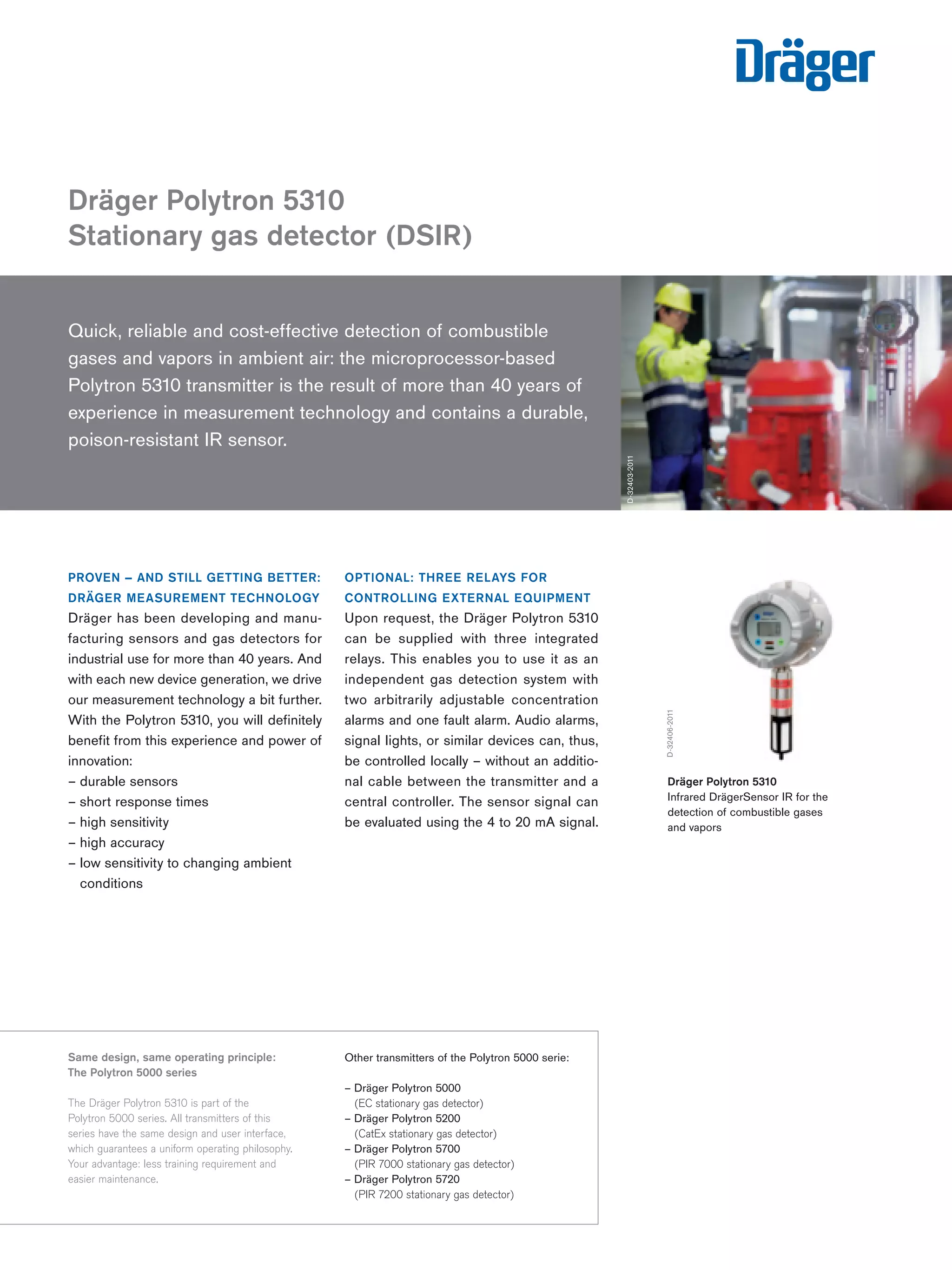 Drager Polytron 5310 Fixed Gas Detector - Spec Sheet | PDF