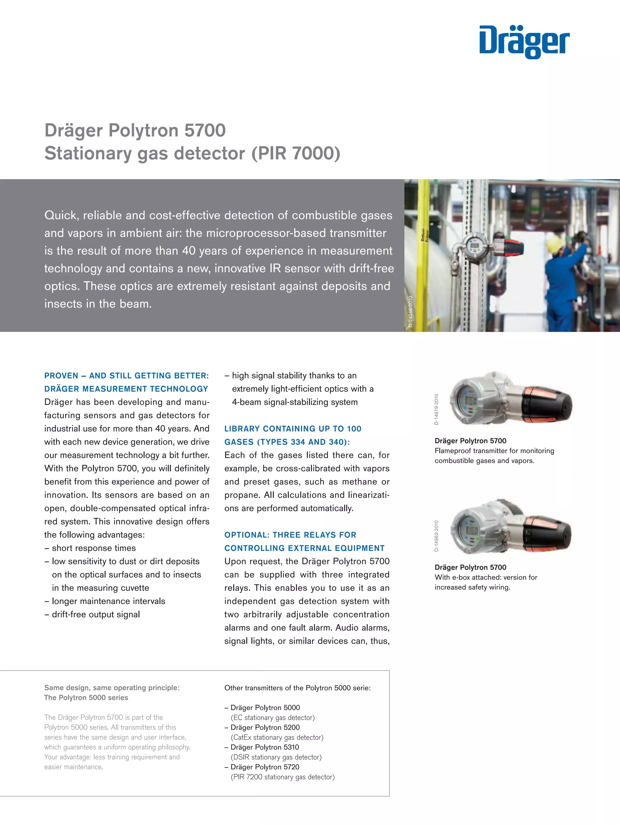 Drager Polytron 5700 Fixed Gas Detector - Spec Sheet | PDF