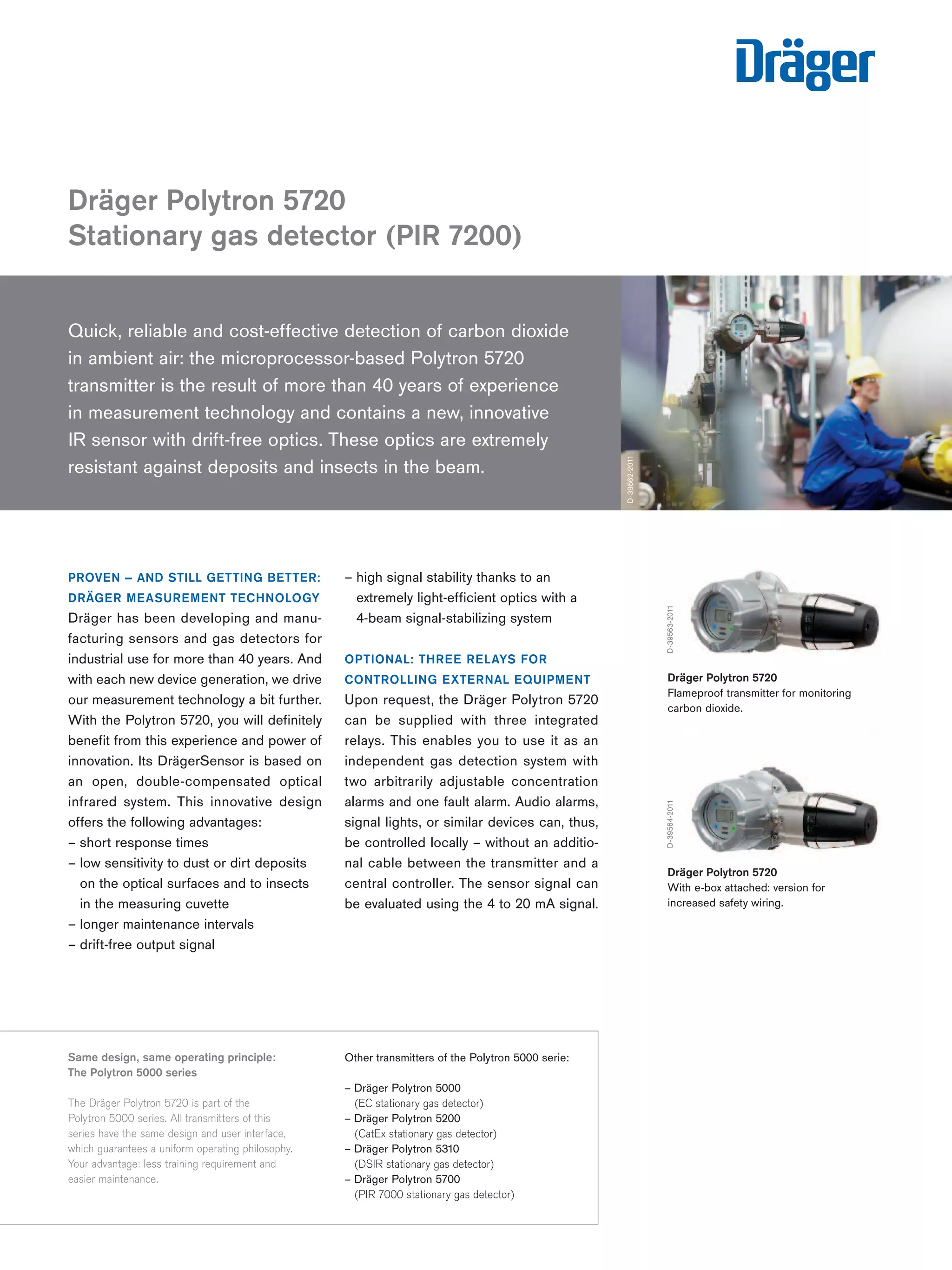 Drager Polytron 5720 Fixed Gas Detector - Spec Sheet | PDF