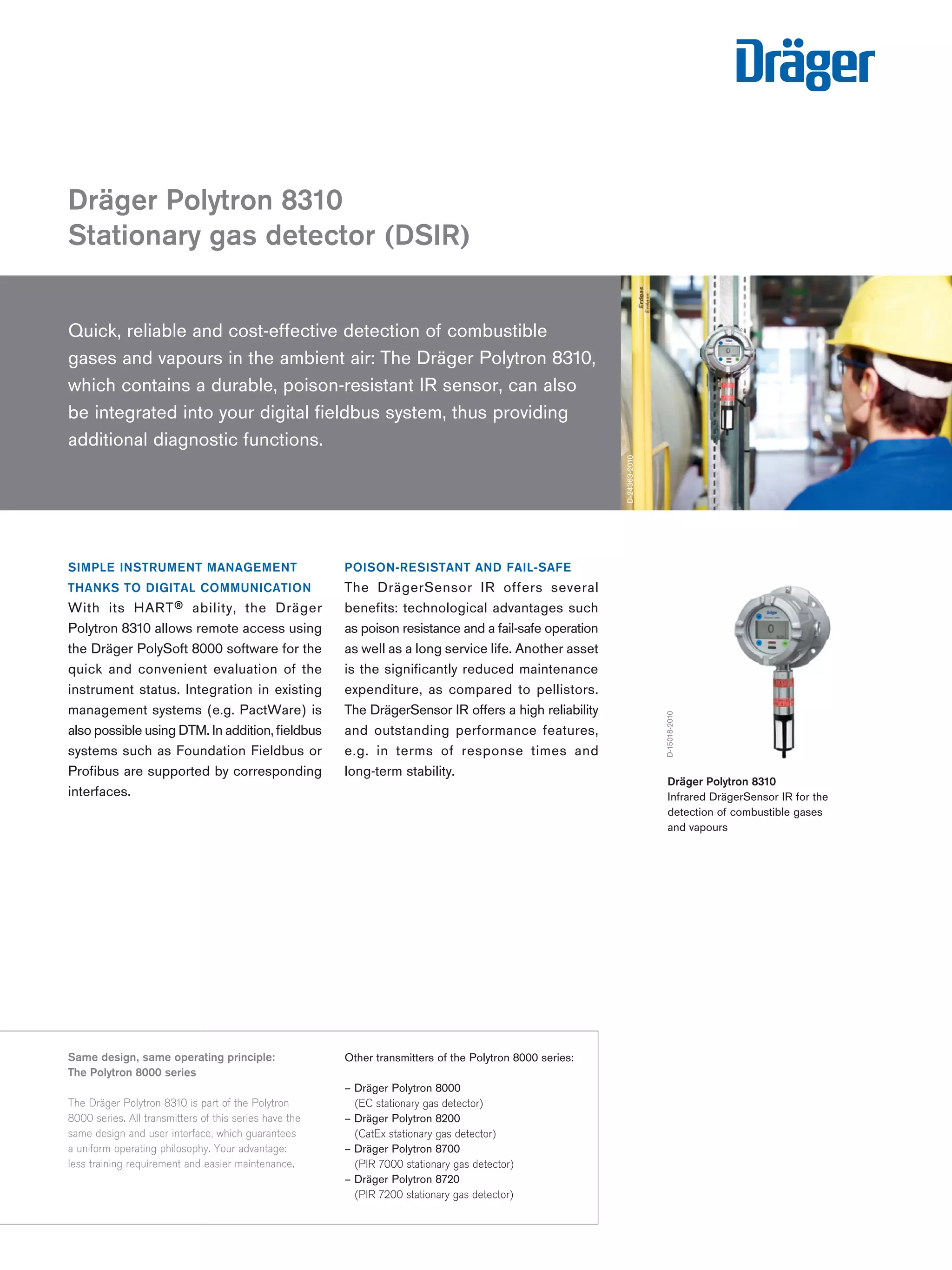 Drager Polytron 8310 Fixed Gas Detector - Spec Sheet | PDF