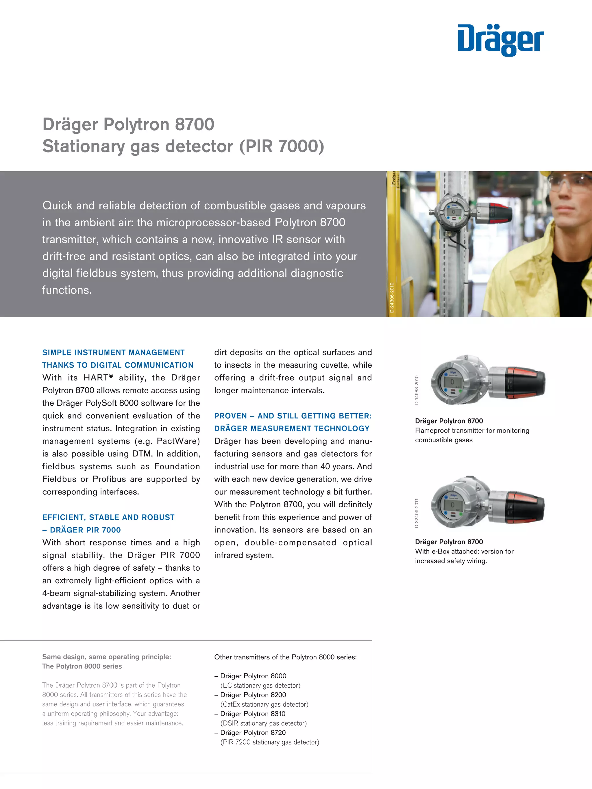 Drager Polytron 8700 Fixed Gas Detector - Spec Sheet | PDF