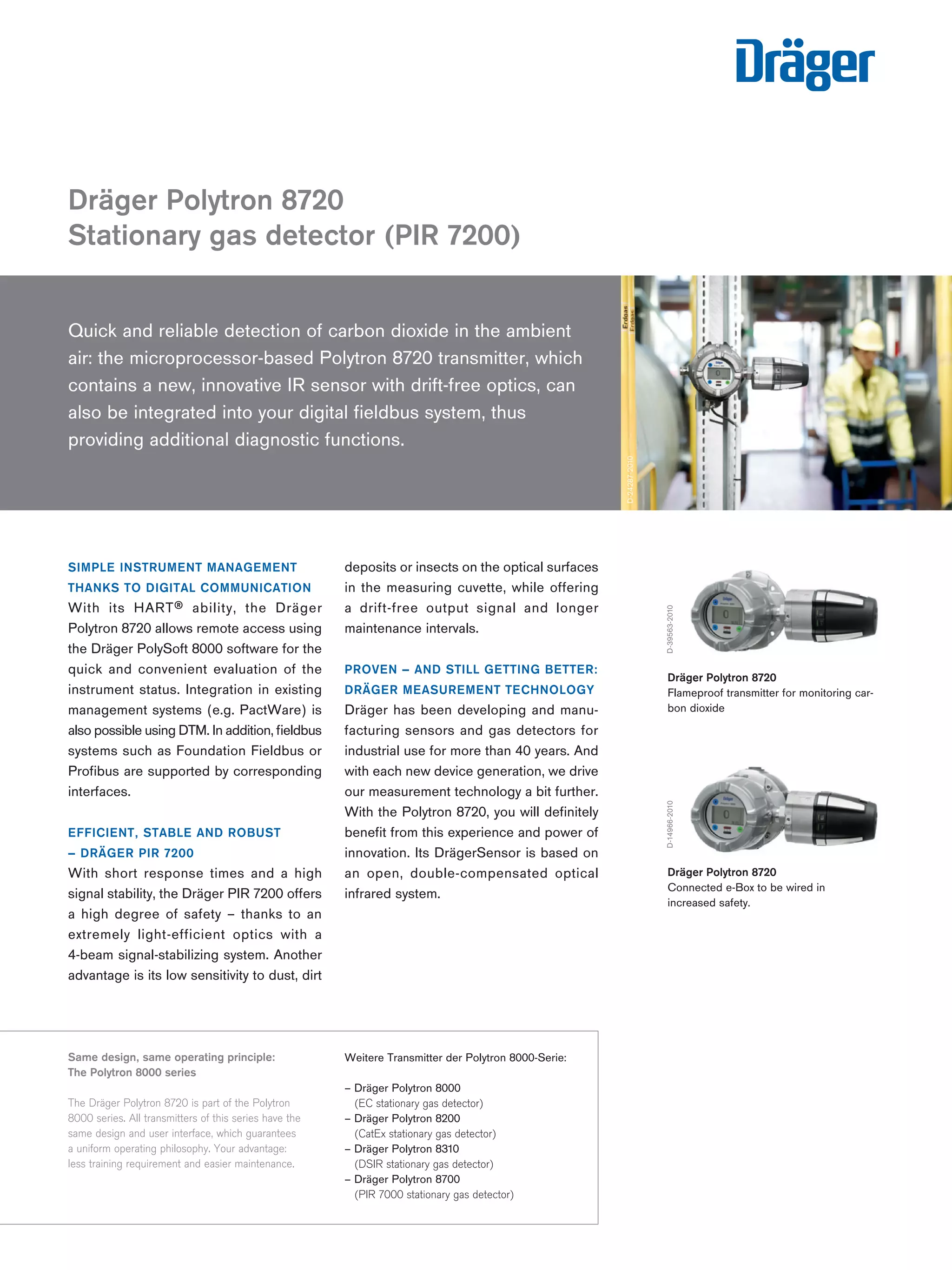 Drager Polytron 8720 Fixed Gas Detector - Spec Sheet | PDF