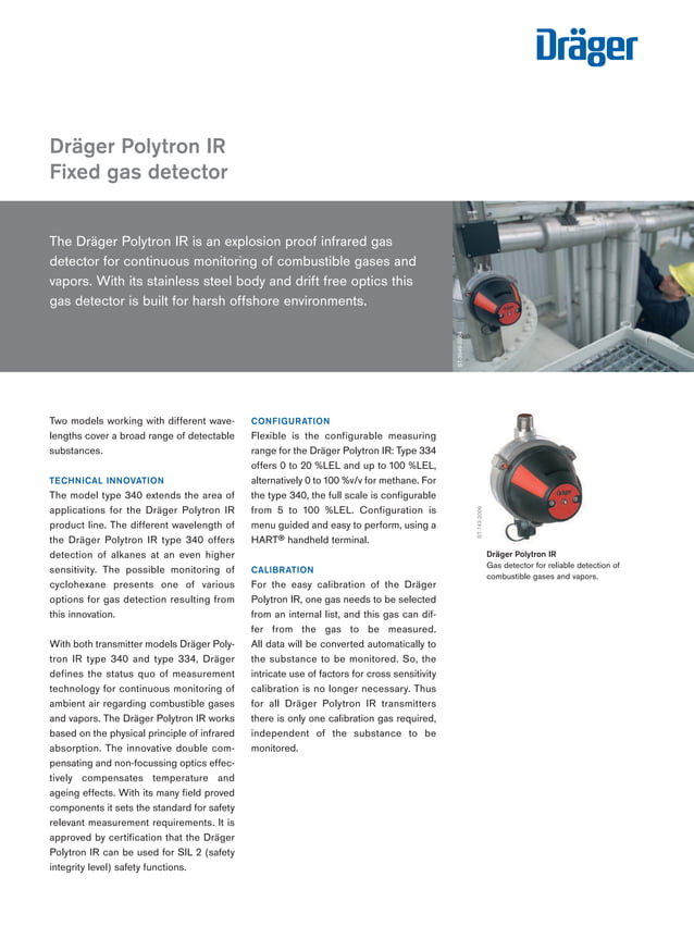 Drager Polytron IR Fixed Gas Detector - Spec Sheet | PDF | Chemistry ...