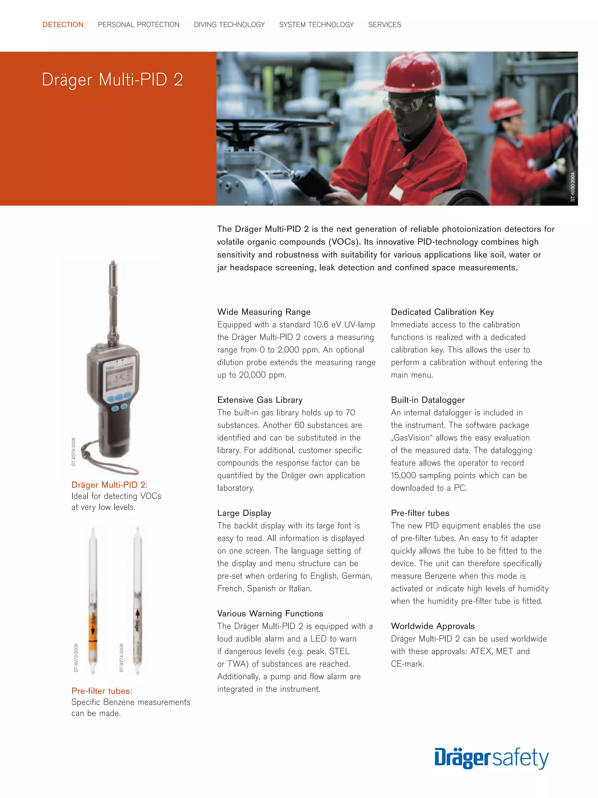 Dräger Multi-PID 2 Portable Gas Detector - Spec Sheet | PDF