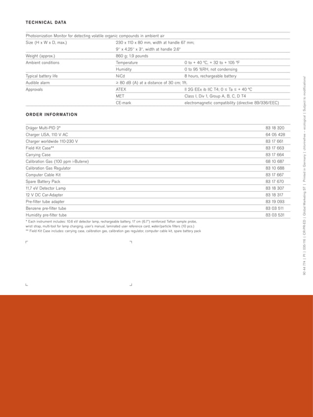 Dräger Multi-PID 2 Portable Gas Detector - Spec Sheet | PDF