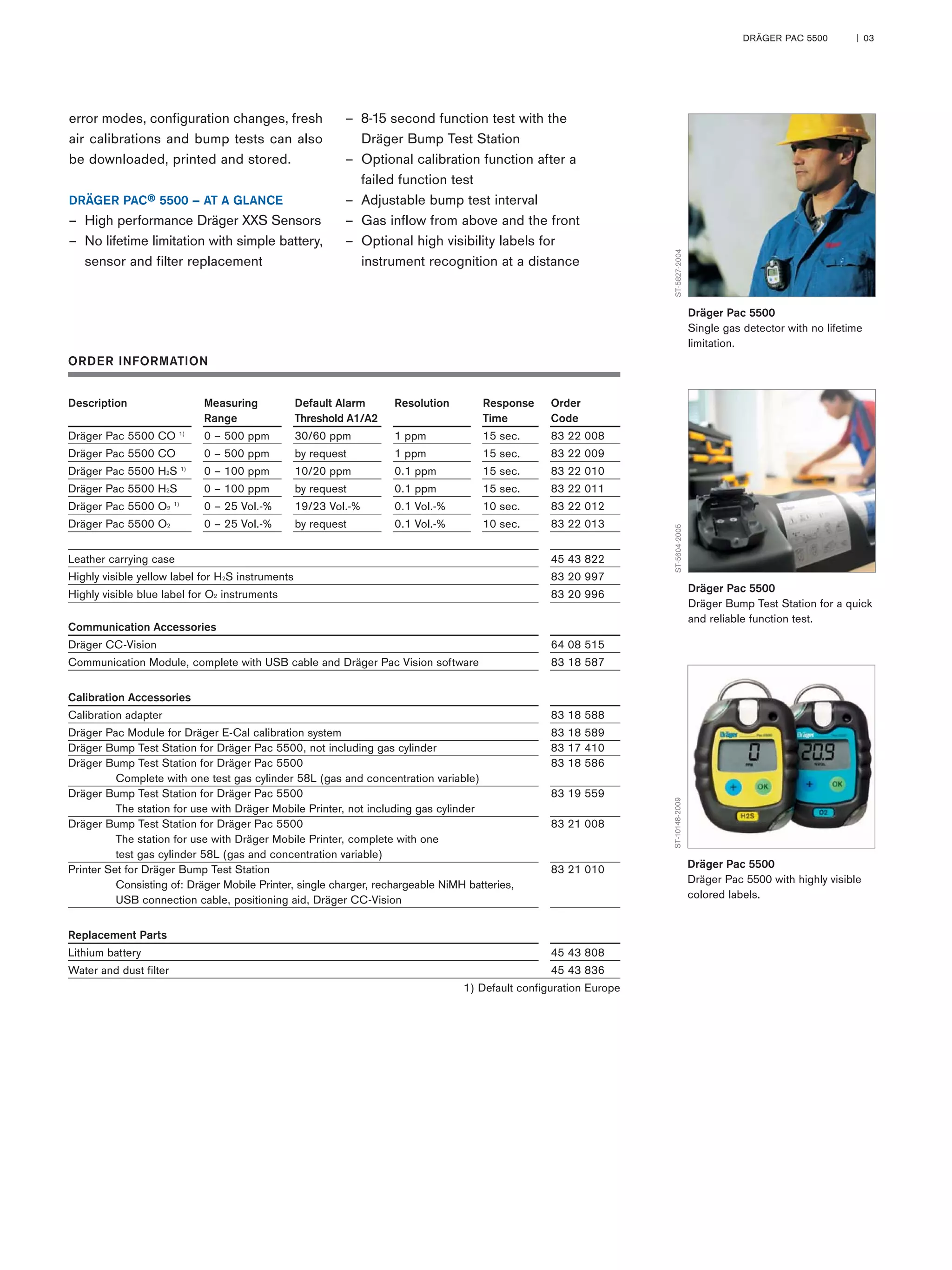 Drager Pac 5500 Portable Gas Detectors - Spec Sheet | PDF