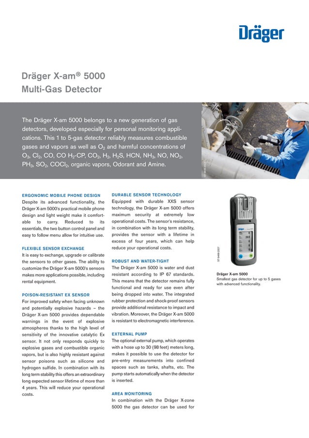 Dräger X-am 5000 Portable Gas Detectors - Spec Sheet | PDF | Auto ...