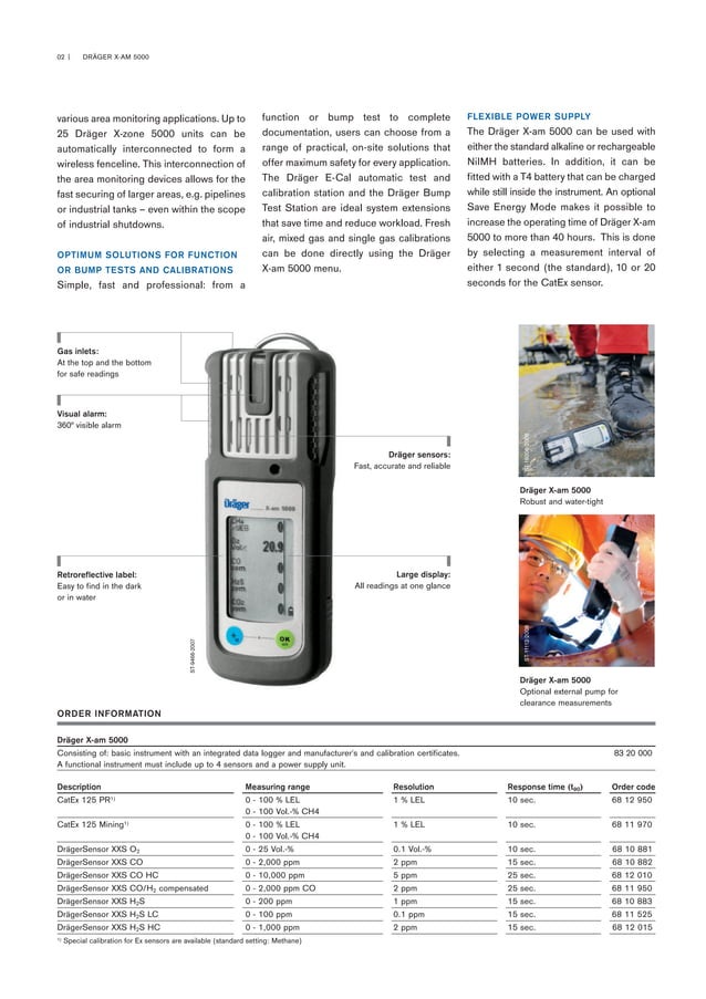 Dräger X-am 5000 Portable Gas Detectors - Spec Sheet | PDF | Auto Safety Technologies | Auto ...